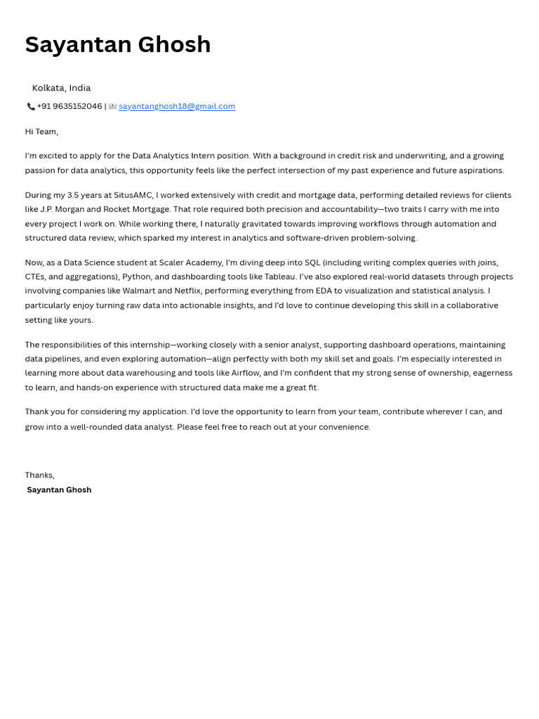 Cover Letter Modalku Group | PDF