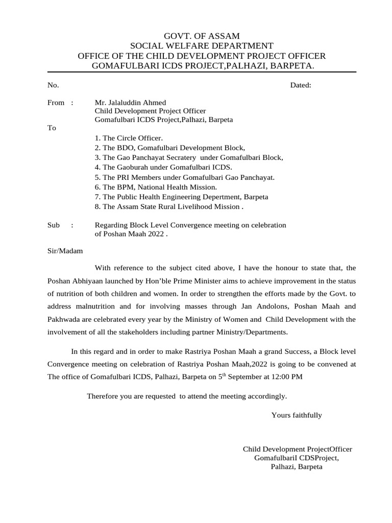 Poshan Maah 2022 Convergence Meeting | PDF