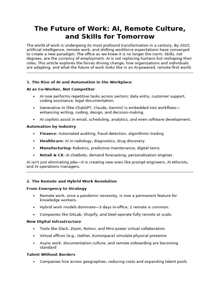 AI and Remote Work: Future Skills Needed | PDF | Artificial ...