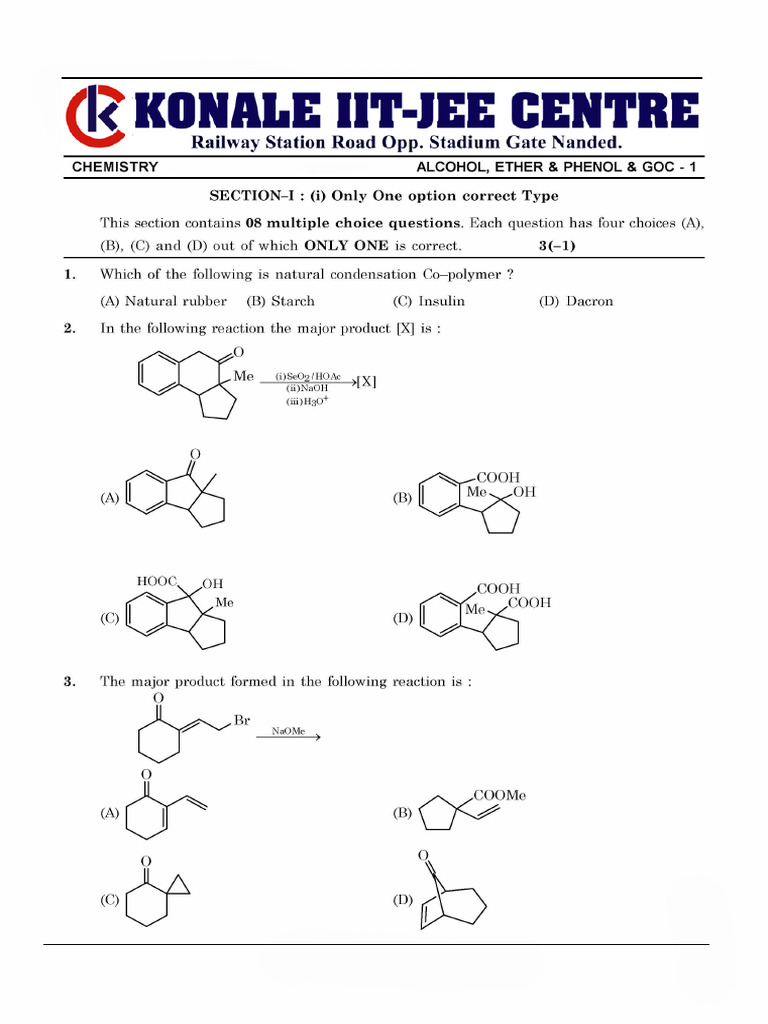 Alcohol + Ether & phenol + GOC-1 | PDF