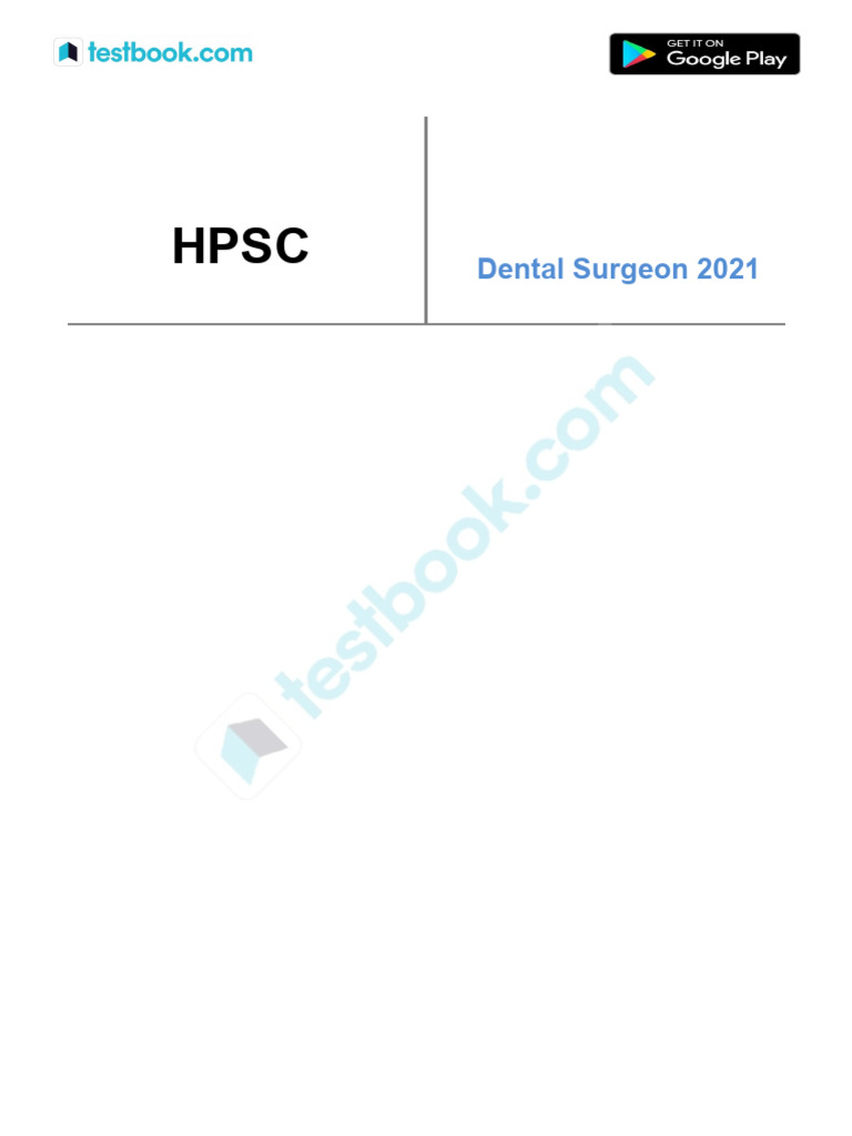 HPSC Dental Surgeon Previous Paper 2021 | PDF