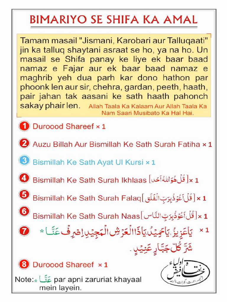 Ruhani Jismani Bimariyo Se Shifa | PDF