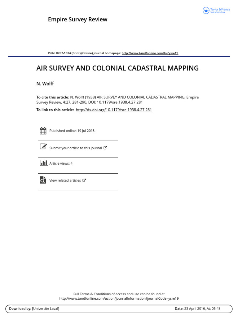 Air Survey in Colonial Cadastral Mapping | PDF | Surveying | Topography