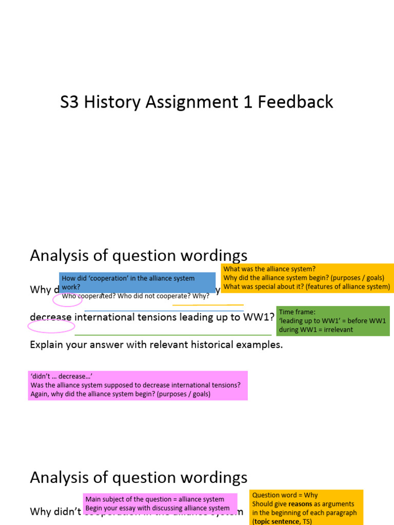 S3 History Assignment 1 Feedback | PDF | World War I | Allies Of World ...