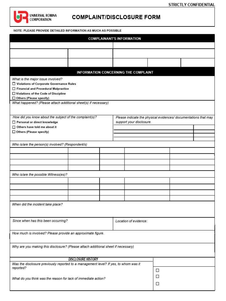 Complaint Disclosure Form Final - URC | PDF | Discovery (Law) | Accounting