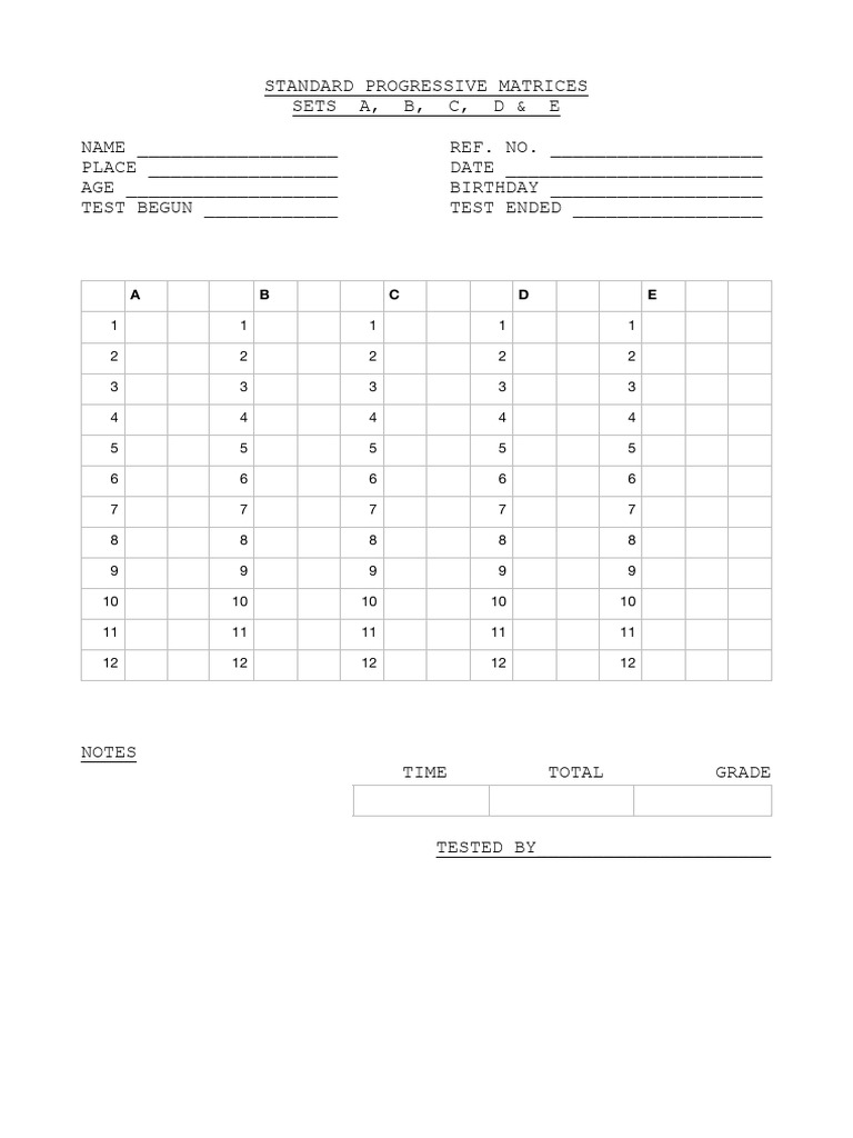 RSPM Answer Sheet | PDF