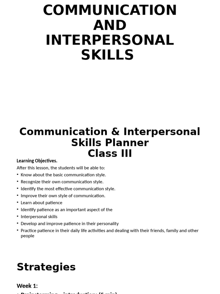COMMUNICATION AND INTERPERSONAL SKILLS (Iii) | PDF | Communication ...