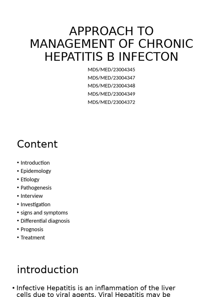 APPROACH TO MANAGEMENT OF CHRONIC HEPATITIS B INFECTON | PDF ...