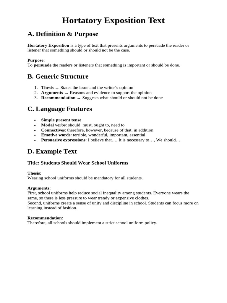 Hortatory Exposition Text | PDF | Argument
