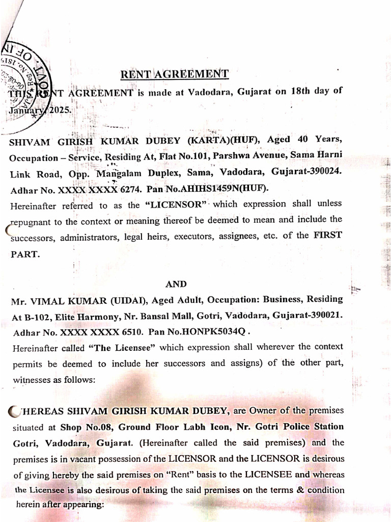 Keshav Rent Agreement New | PDF