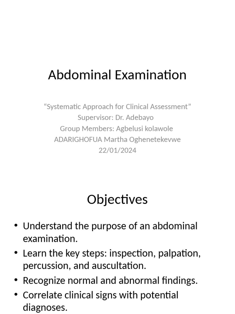 Abdominal Examination Presentation v2 | PDF | Diseases And Disorders ...