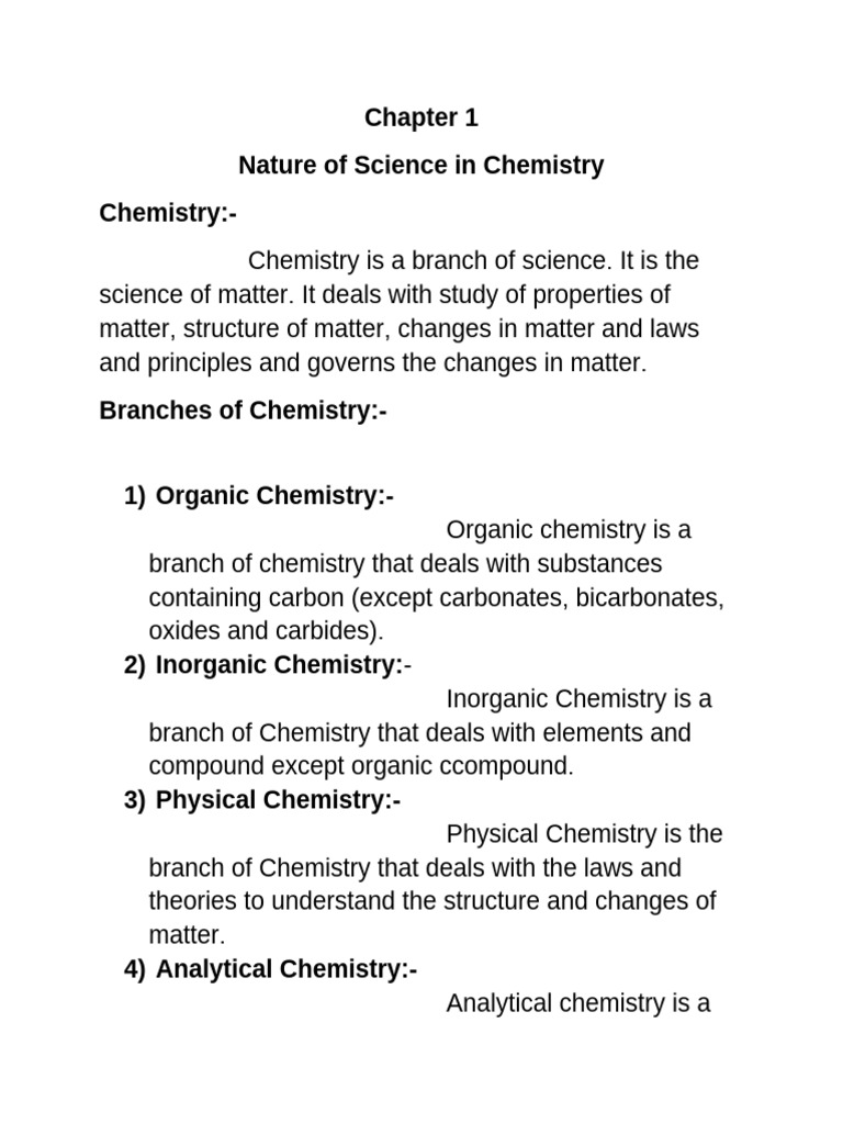 Chapter 1 Nature of Science in Chemistry | PDF | Chemistry | Organic ...