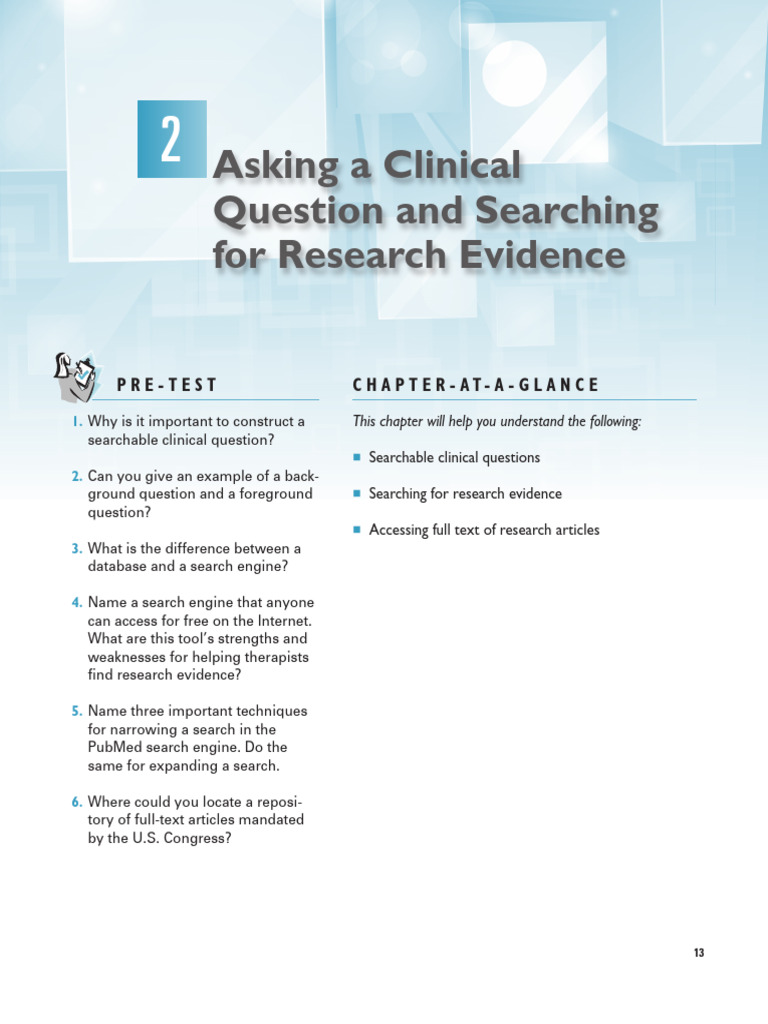 Clinical Questions & Research Evidence Guide | PDF | Physical Therapy ...