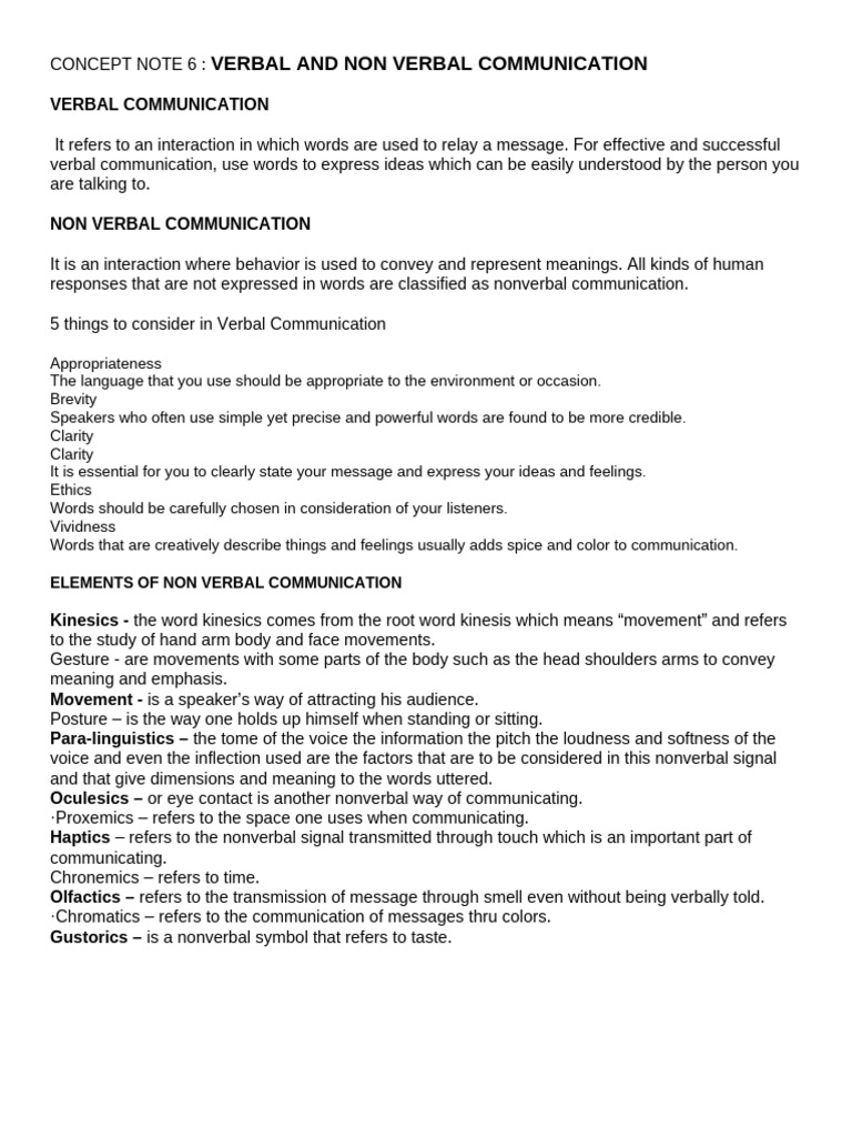 CN 5 Verbal and Non Verbal Communication | PDF