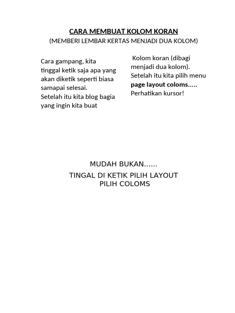 Cara Membuat Kolom Koran | PDF