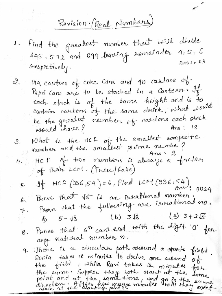 Real Numbers and Polynomials Revision Class X | PDF