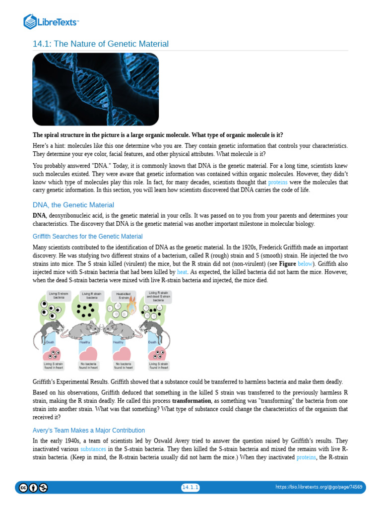 1) Nature of Genetic Material | PDF | Genetics | Dna