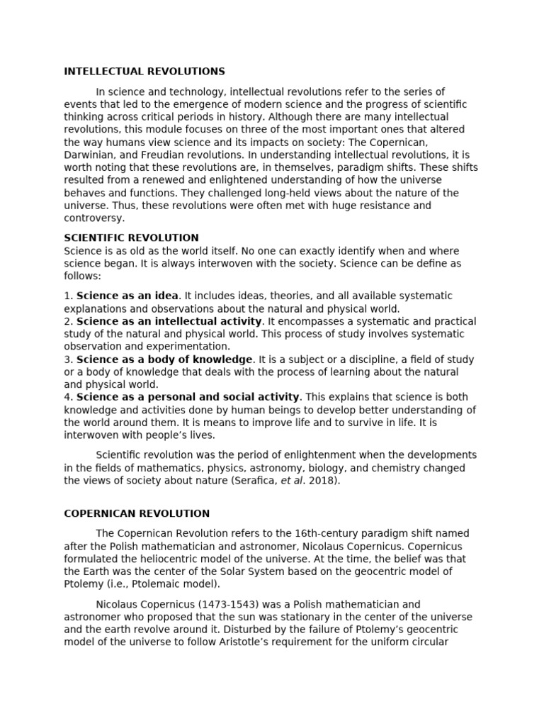 Key Intellectual Revolutions in Science | PDF | Heliocentrism ...