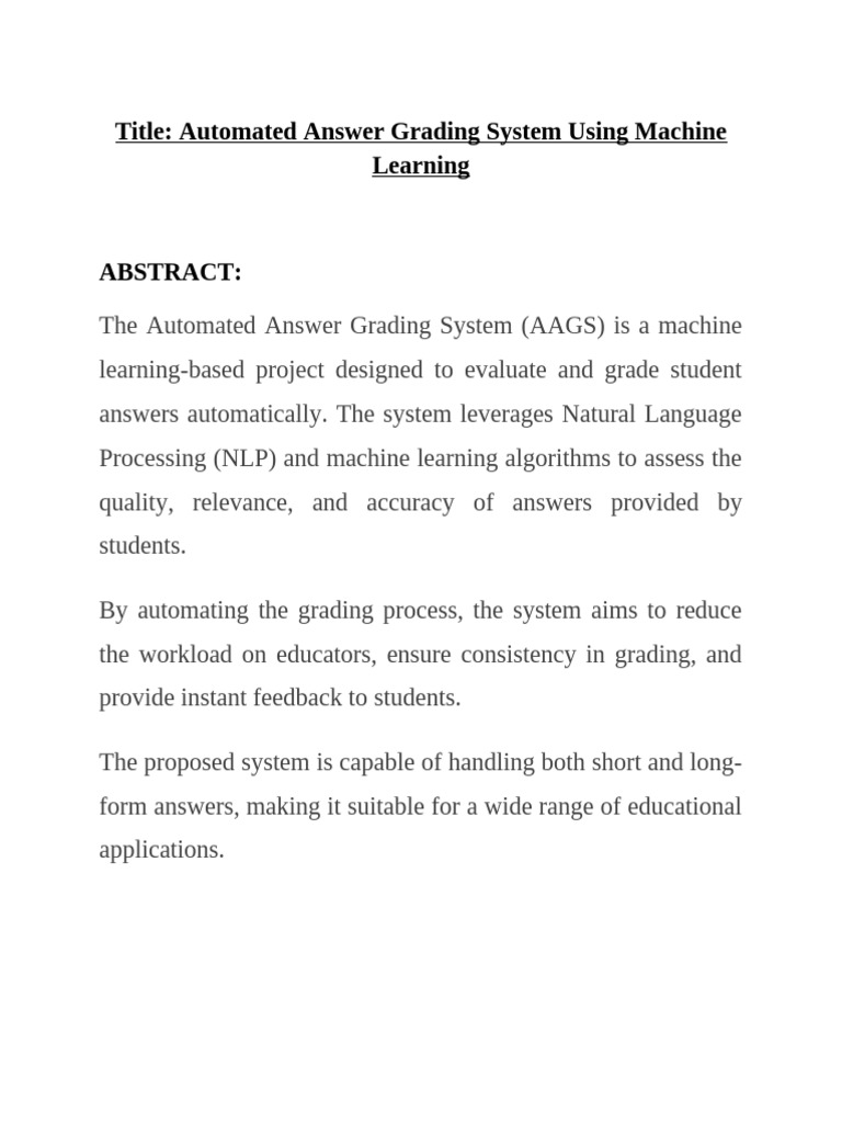 Automated Answer Grading System Using Machine Learning | PDF | Unified Modeling Language | Use Case