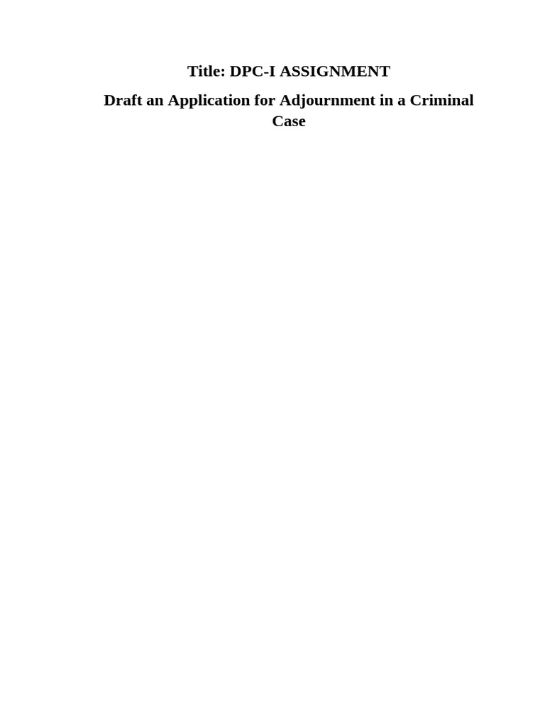 DPC-1 - Adjournment in A Criminal Case | PDF