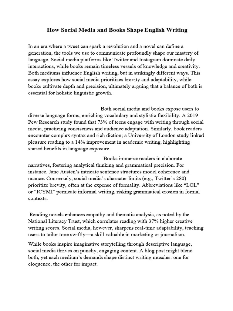 How Social Media and Books Shape English Writing | PDF | Social Media ...