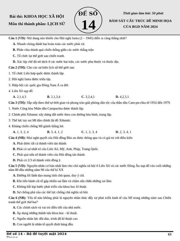 de So 14 Mon Lich Su | PDF