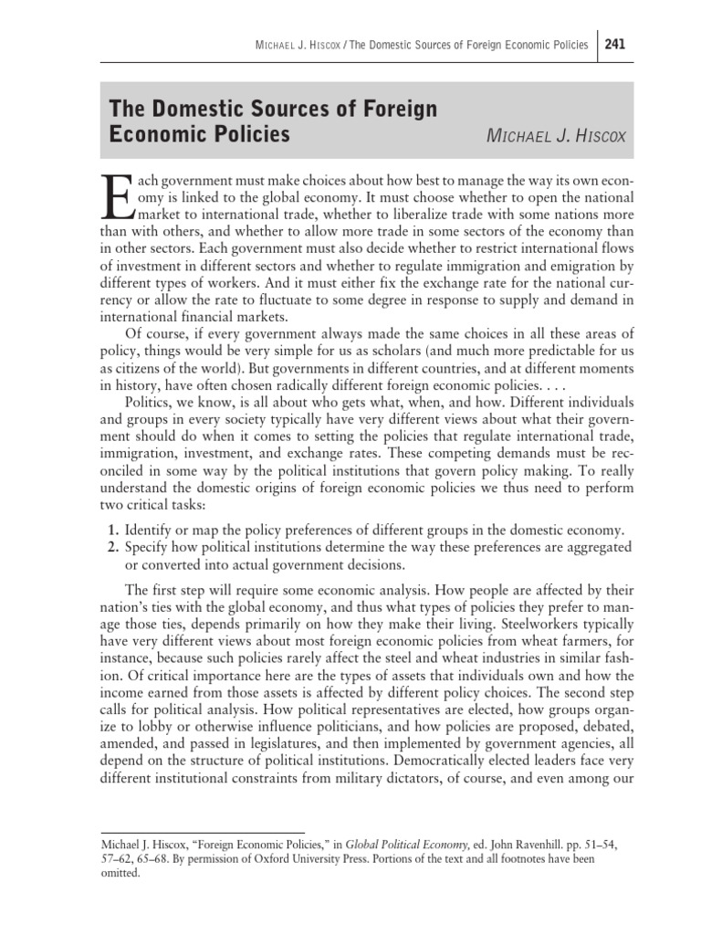 7-The Domestic Sources of Foreign --Economic Policies Michael J. Hiscox ...
