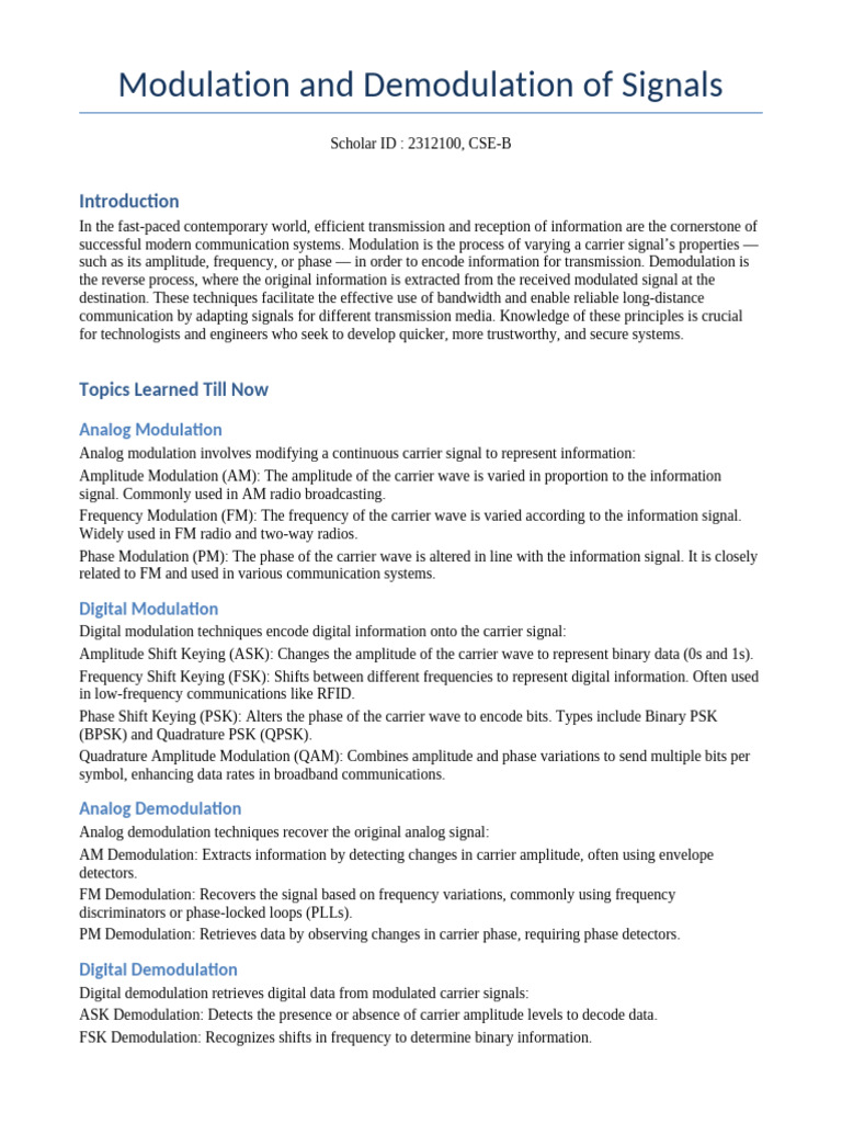 Modulation Demodulation Final 1 | PDF | Modulation | Frequency Modulation