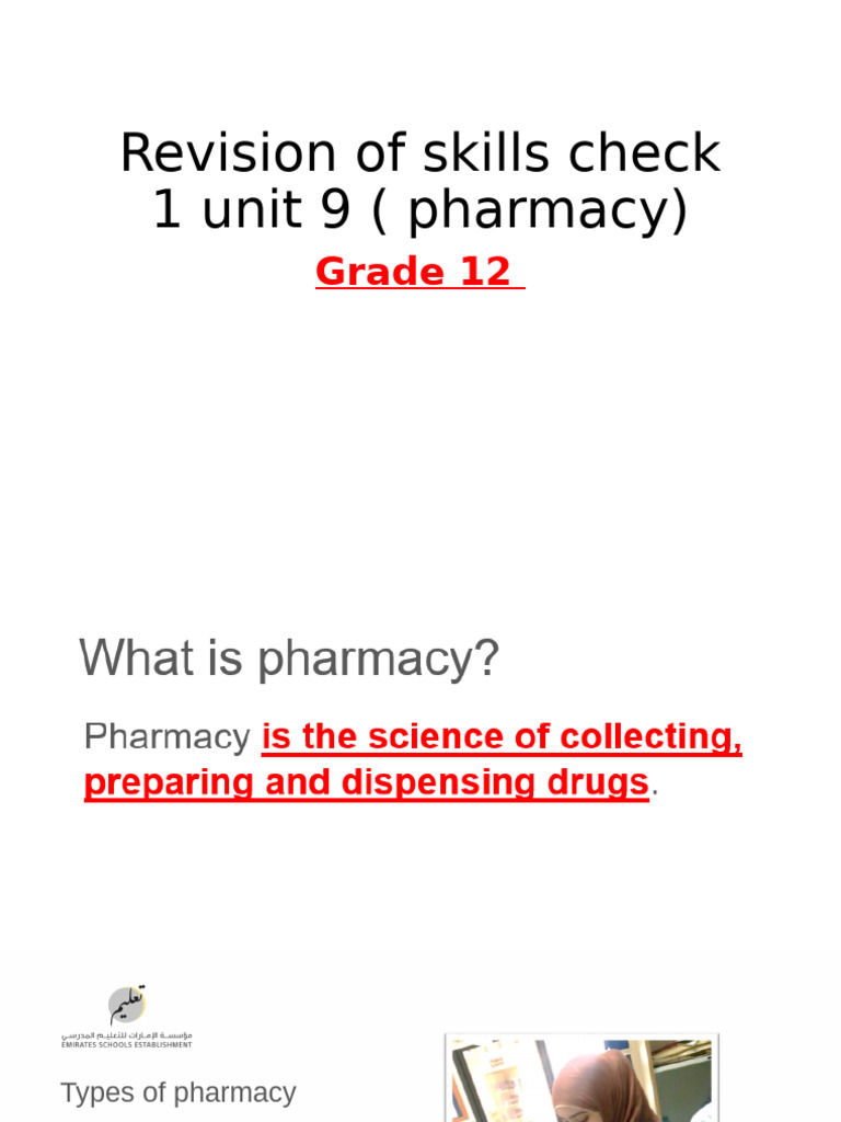 Revision of Skills Check 1 Unit 9 Grade 12 | PDF | Injection (Medicine ...