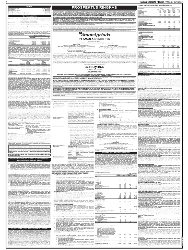 Prospektus Penawaran Umum Saham AMAN AGRINDO | PDF