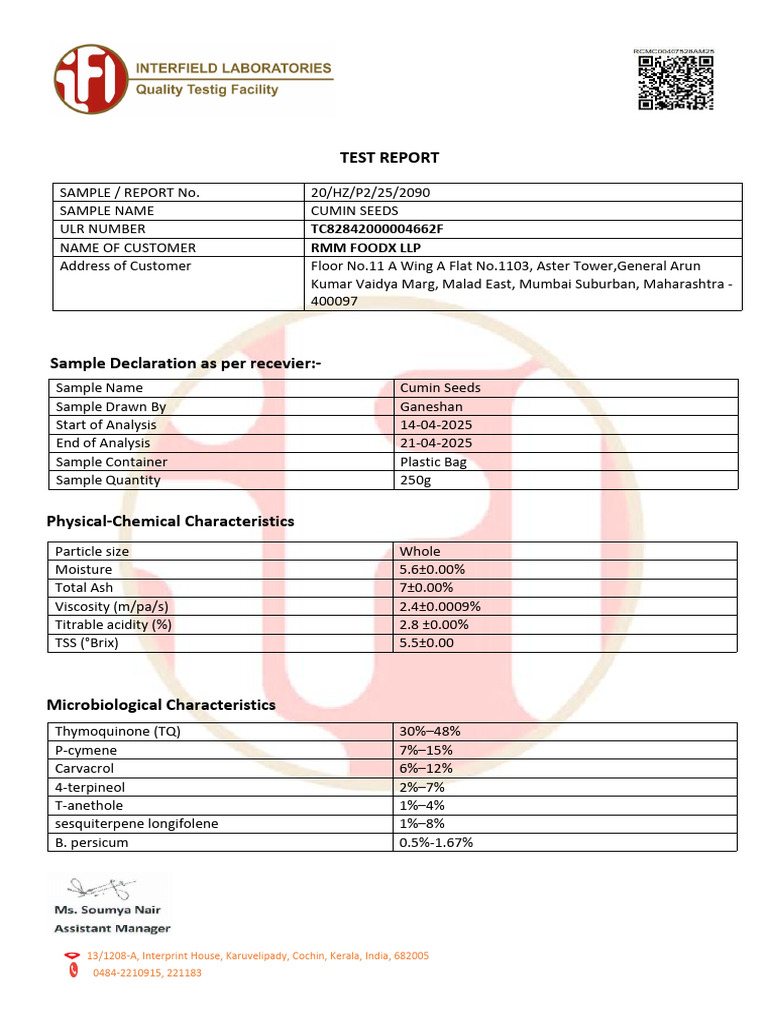 Cumin Seed Lab Report 3 | PDF