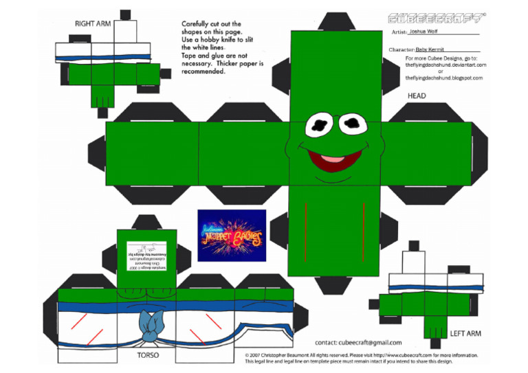 Baby Kermit Paper Toy Paper Craft | PDF