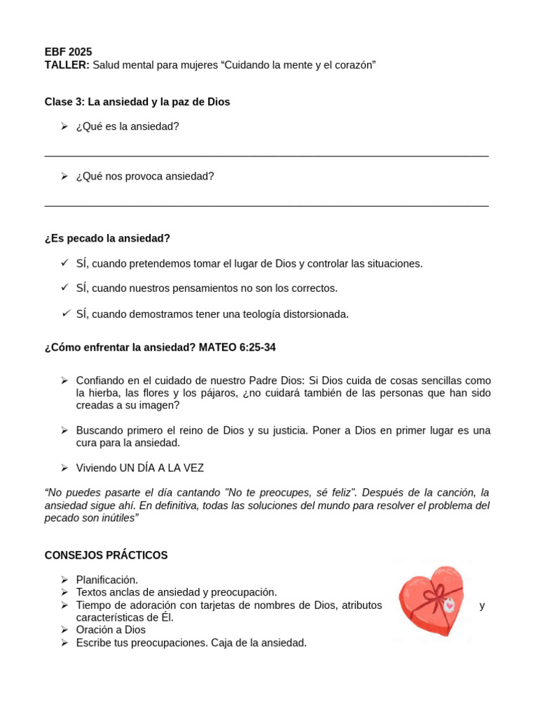 EBF 2025 - Salud Mental - Clase 3 | PDF | Creencia religiosa y doctrina | Teología