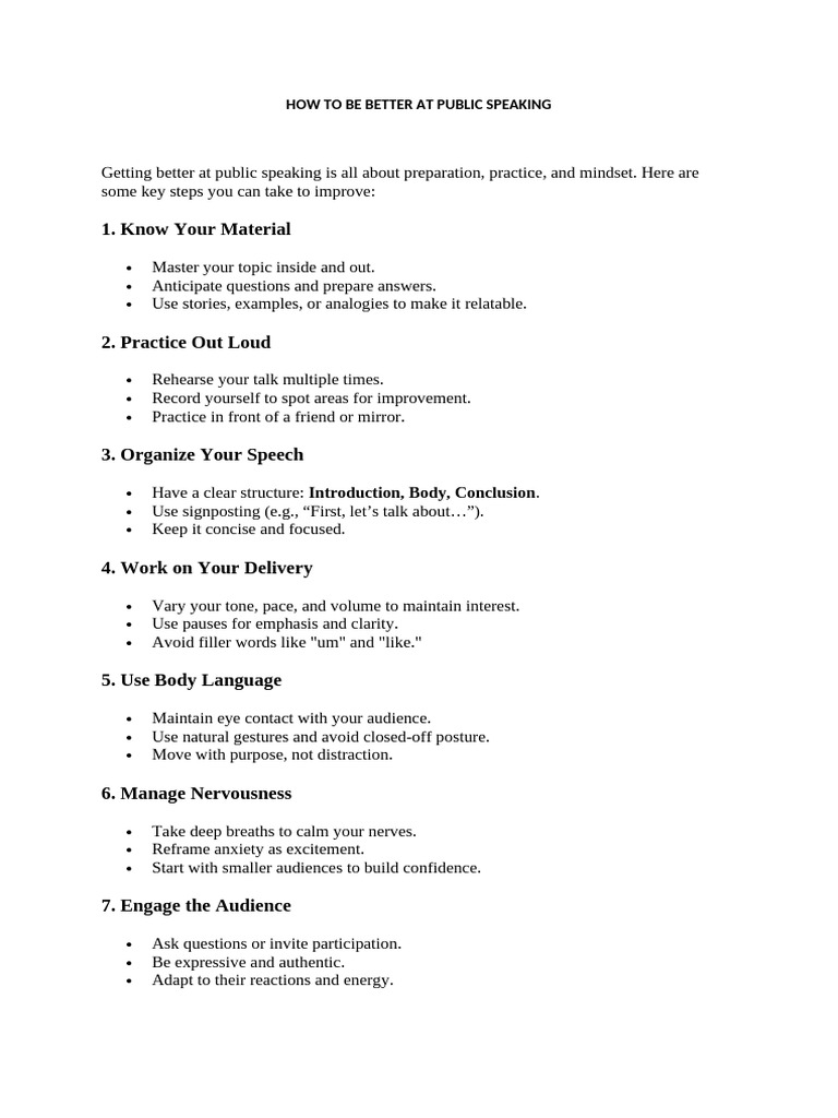 How To Be Better at Public Speaking | PDF