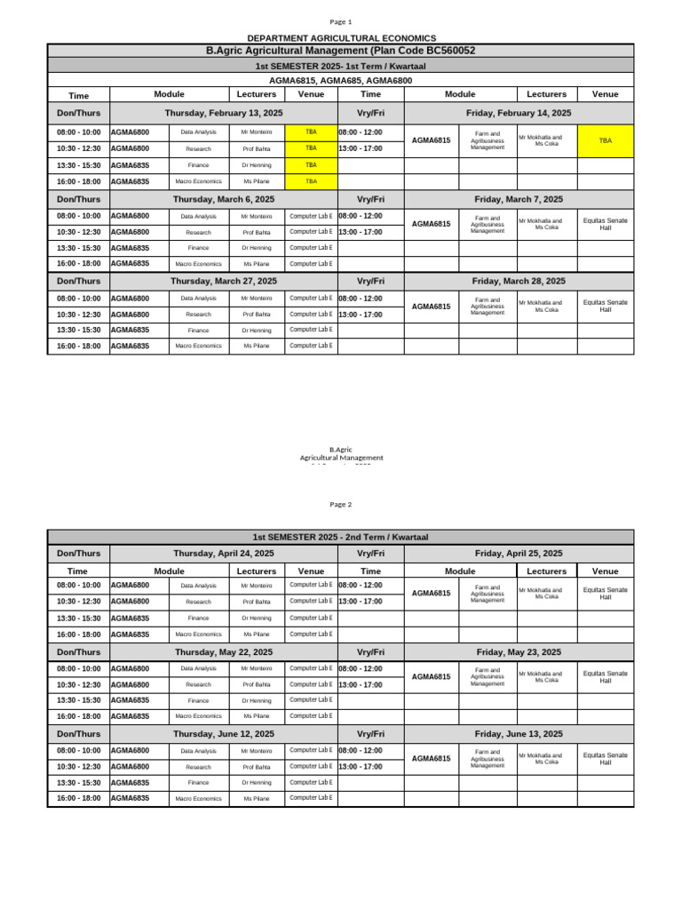 B. Agric Agricultural Management 1st Semester (1) | PDF | Economies