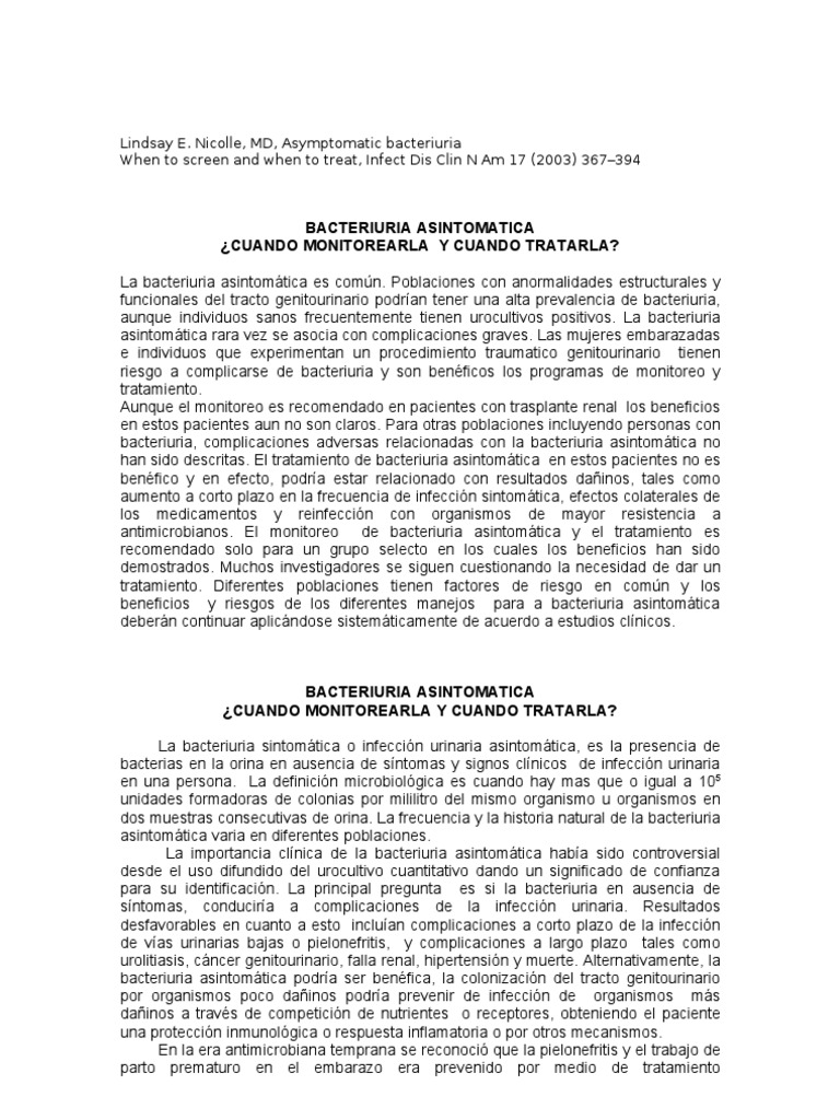 BACTERIURIA ASINTOMATICA | Urinary Tract Infection | Diabetes Mellitus