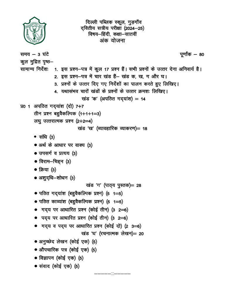 Ank Yojana Class - VII | PDF