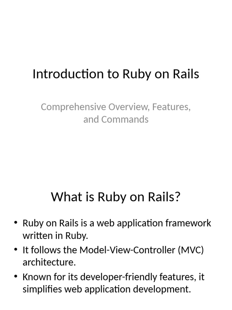 Detailed Ruby On Rails Presentation | PDF
