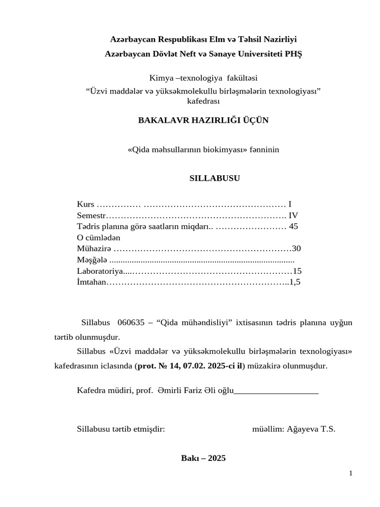 C - Fakepathqida M?hsullar?n?n Biokimyas? Sillabus | PDF