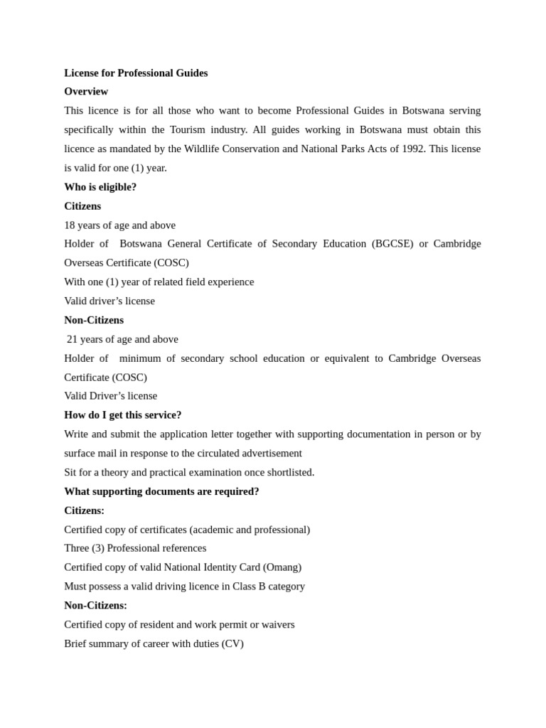 License For Professional Guides | PDF