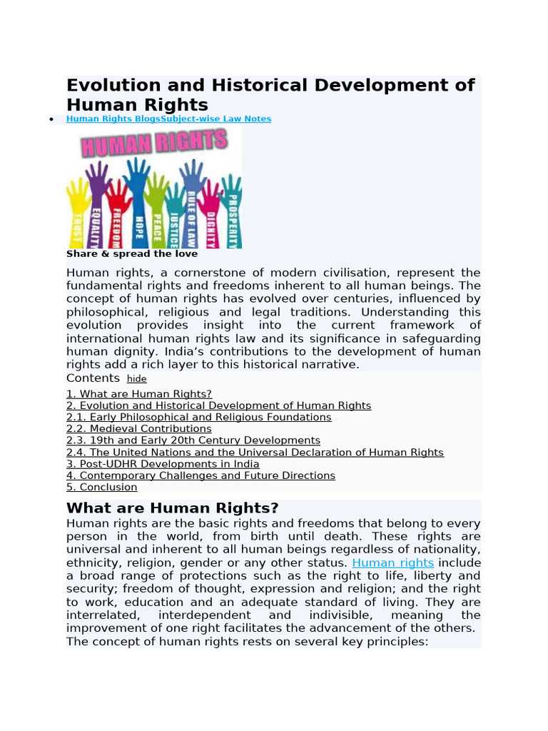 Evolution and Historical Development of Human Rights | PDF | Human ...