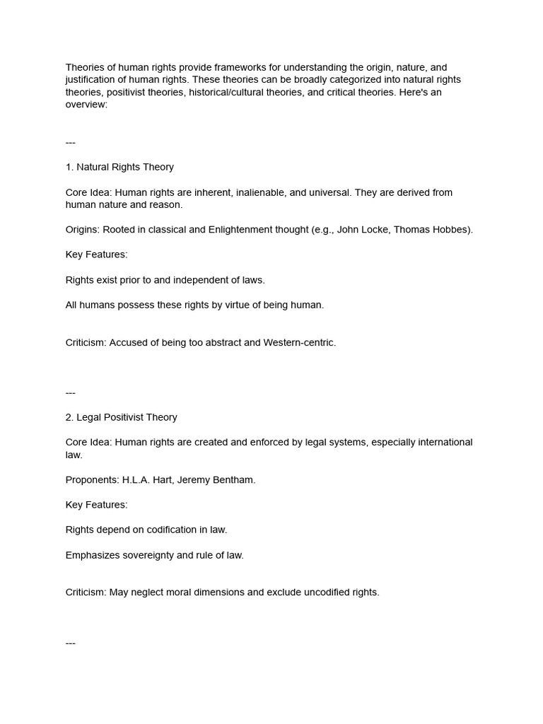 Theories of Human Rights | PDF