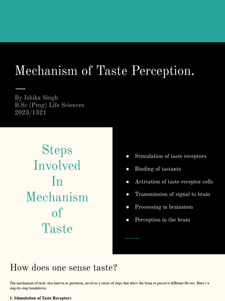 Mechanism of Taste Perception | PDF | Taste | Cell Signaling