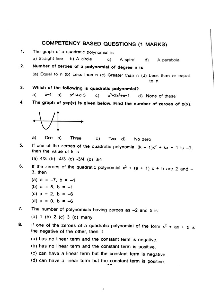 Assignment Polynomials 10 th | PDF