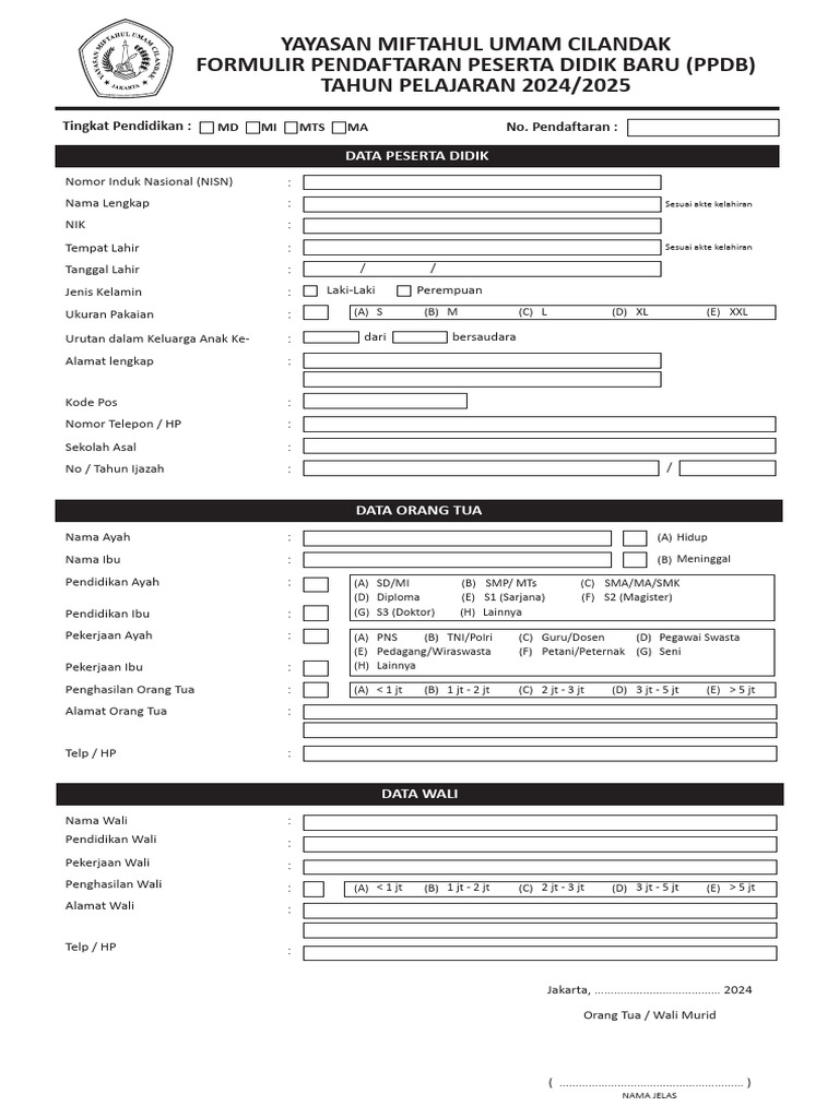 Form-Pendaftaran-PPDB-2024 | PDF