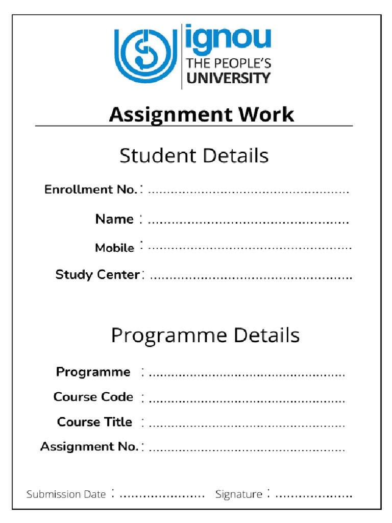 ignou-assignment-cover-page-pdf | PDF
