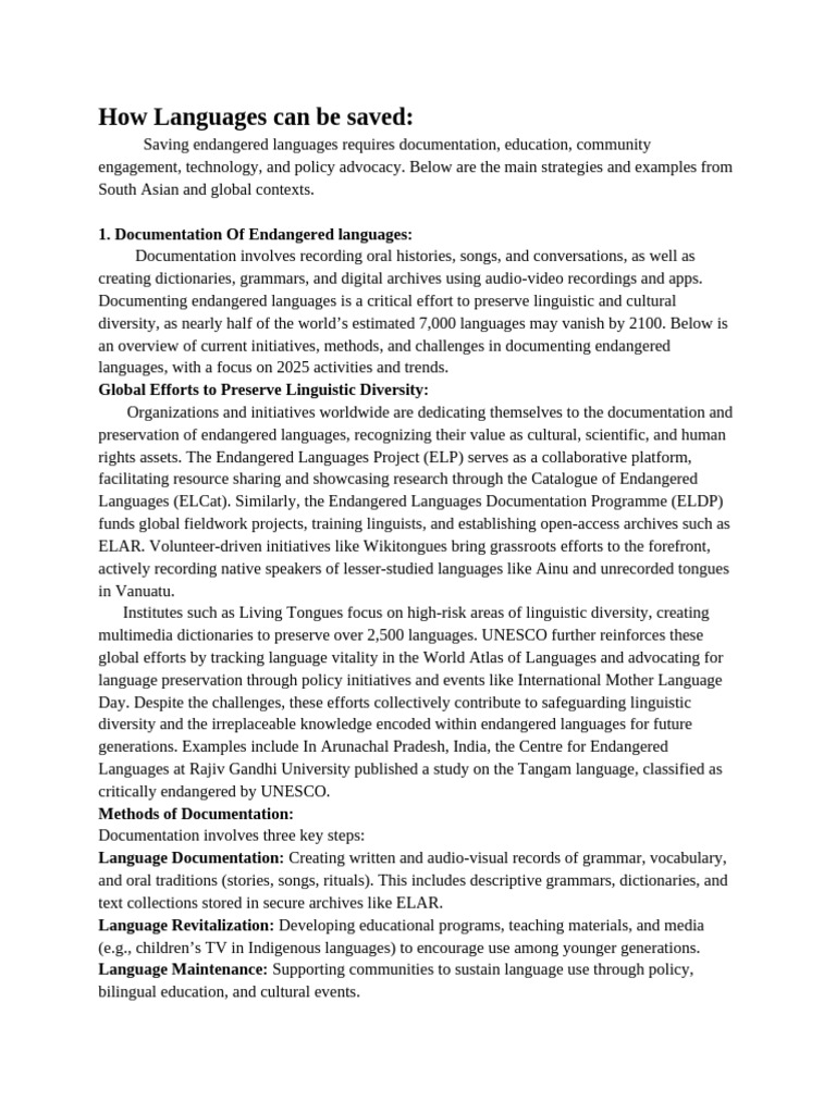 How Languages Can Be Saved - 1 | PDF | Cultural Assimilation | Linguistics