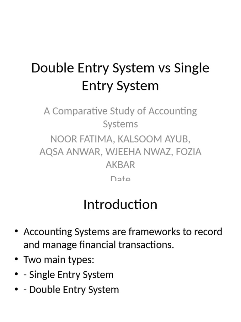 Double Entry vs Single Entry | PDF