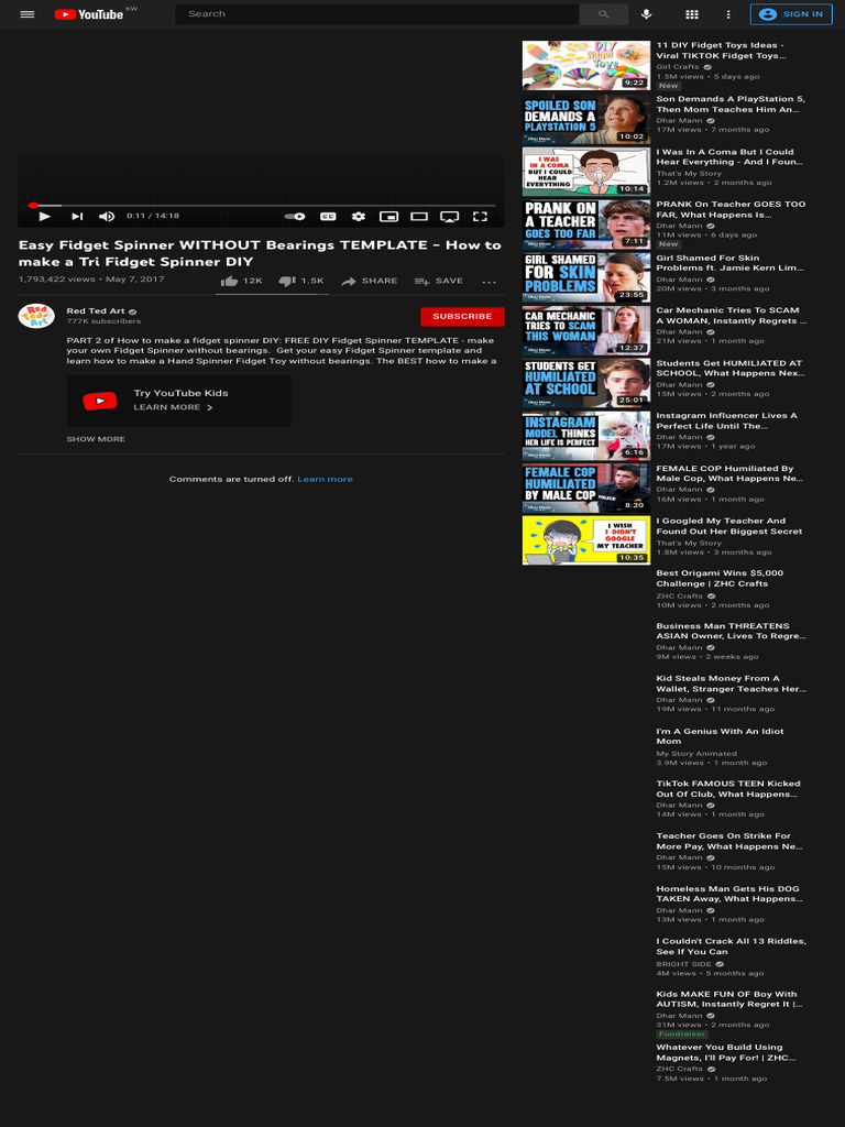 Easy Fidget Spinner WITHOUT Bearings TEMPLATE - How To Make A Tri ...