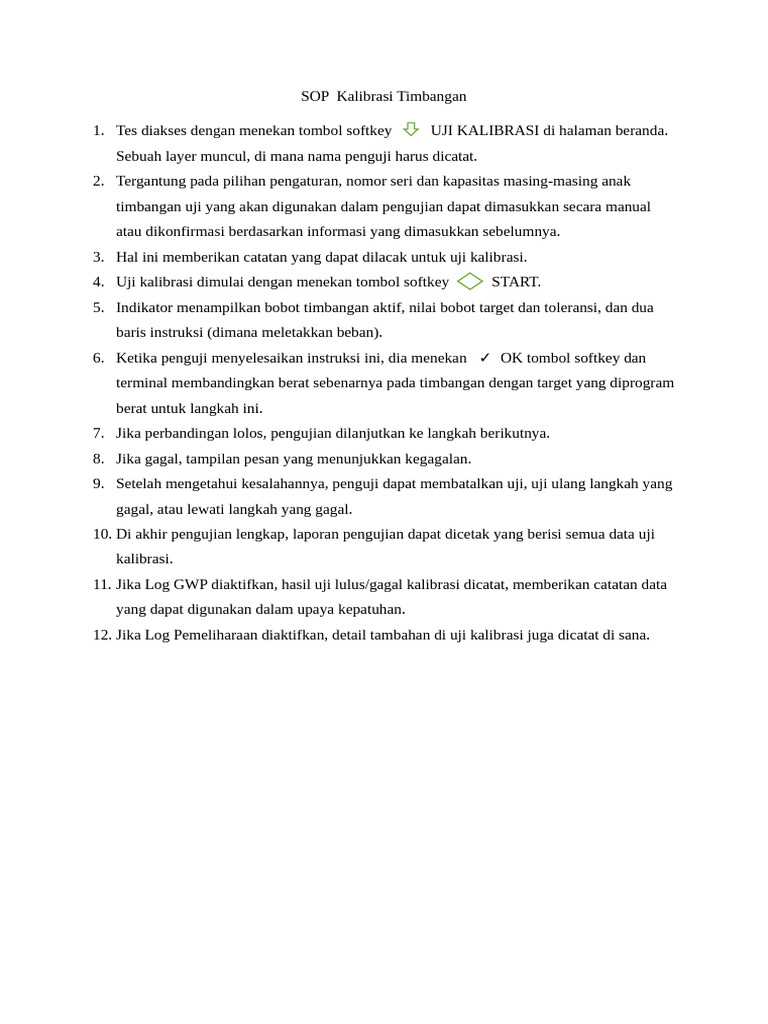 SOP Kalibrasi Timbangan | PDF